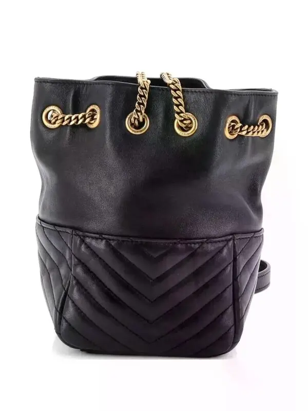 Saint Laurent Joe Matelasse Chevron Leather Mini Bucket Bag