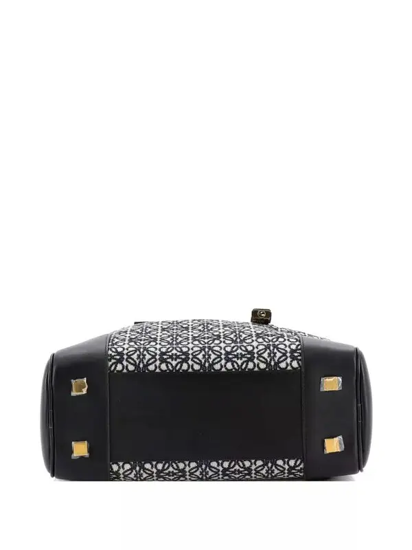 Loewe Amazona 28 Satchel Leather And Jacquard Canvas - Black
