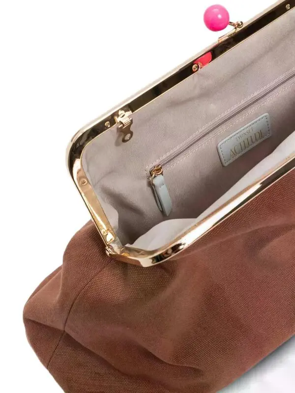 TWINSET Maxi Canvas Clutch Bag - Brown
