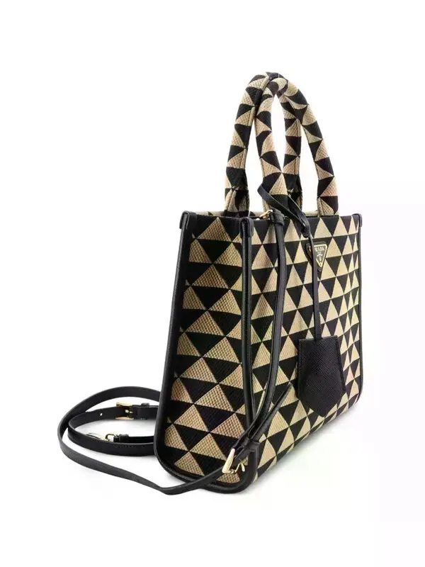 Prada Symbole Shopper Jacquard Small Tote Bag - Black