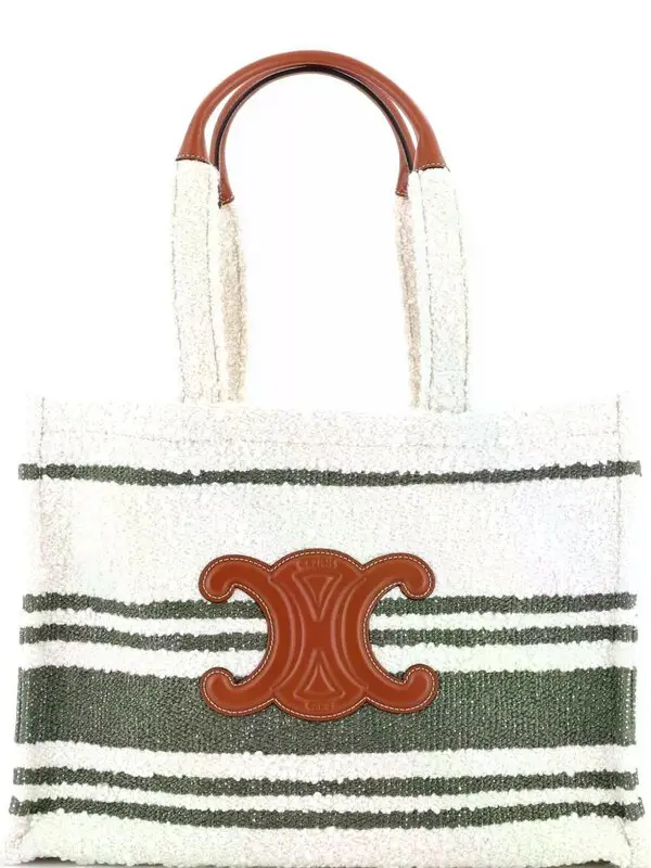 Celine Cabas Thais Striped Fabric Large Tote Bag