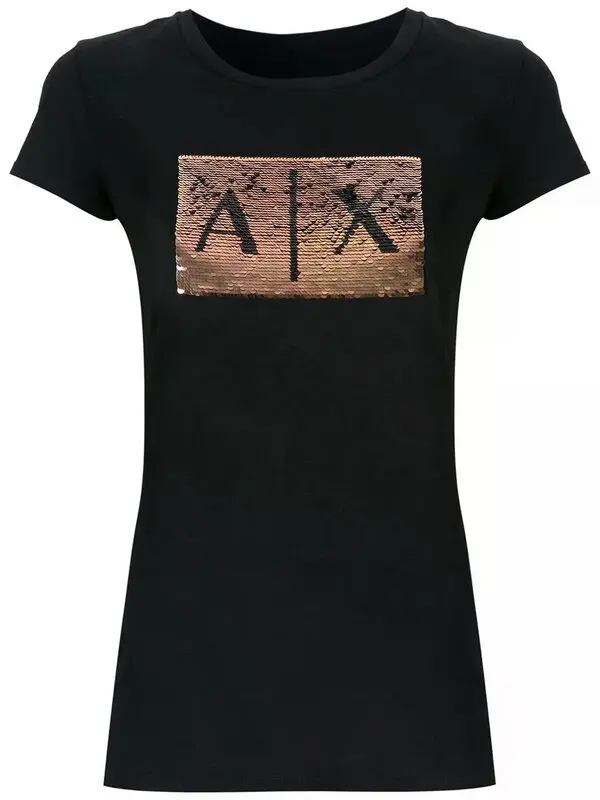 Armani Exchange Sequin-embellished Crew-neck T-shirt - Black