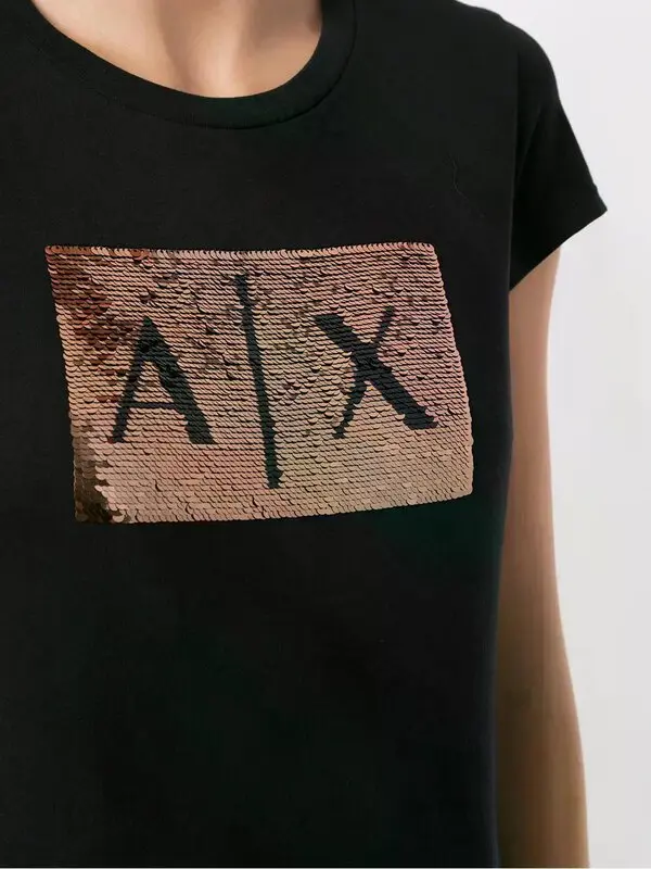Armani Exchange Sequin-embellished Crew-neck T-shirt - Black