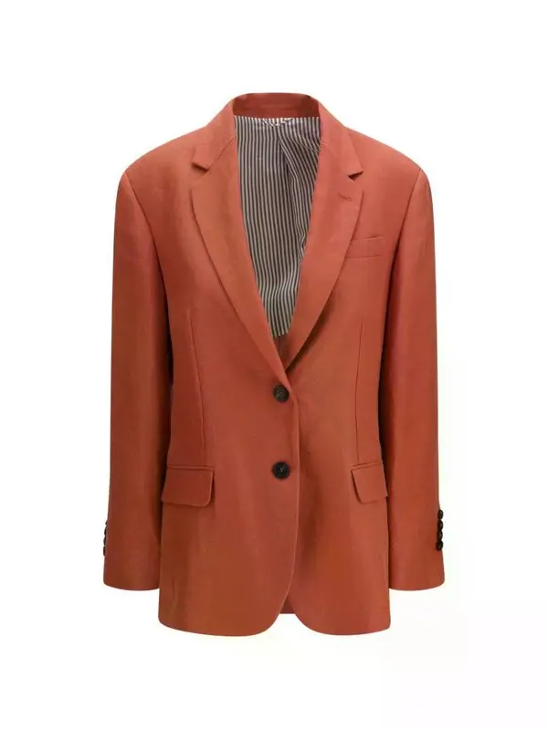 Brunello Cucinelli Button Linen Jacket - Orange