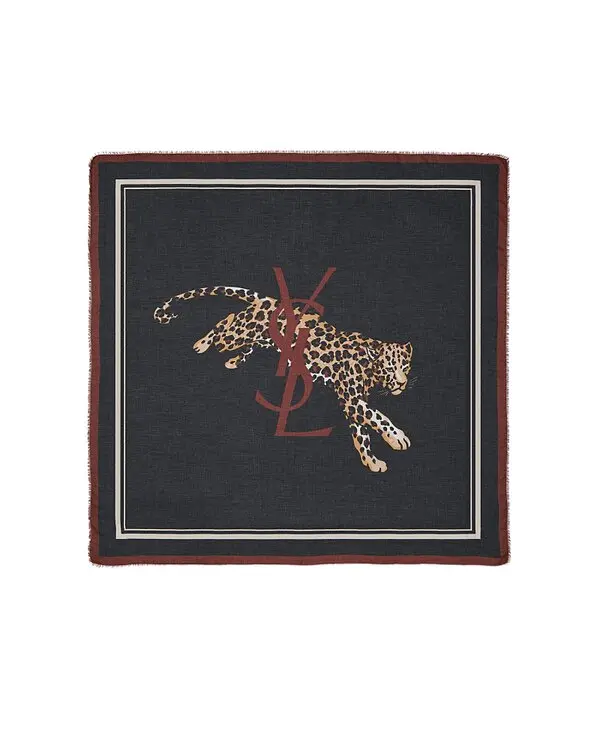 Saint Laurent Square Scarf In Modal And Cashmere - Multicolor
