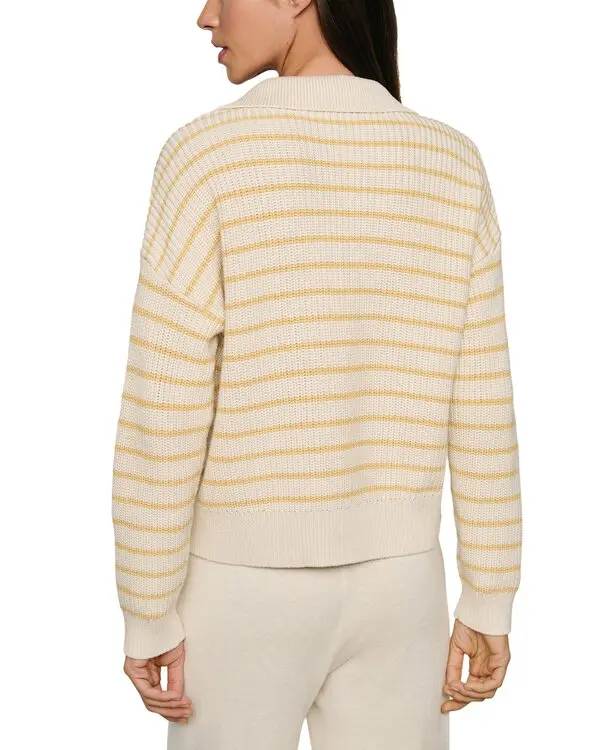Eberjey Coastal Johnny Collar Sweater - Stripe Almond/sunbeam