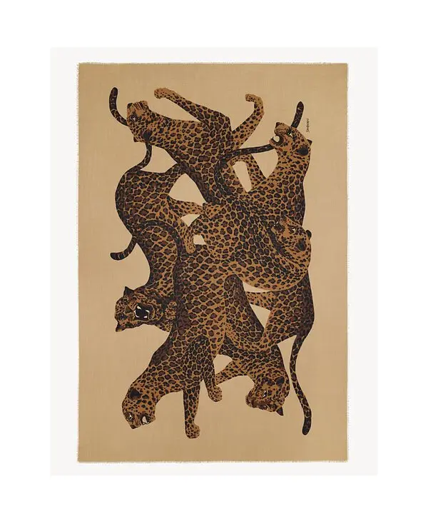 Saint Laurent Leopard Stole Scarf - Shell And Multicolor