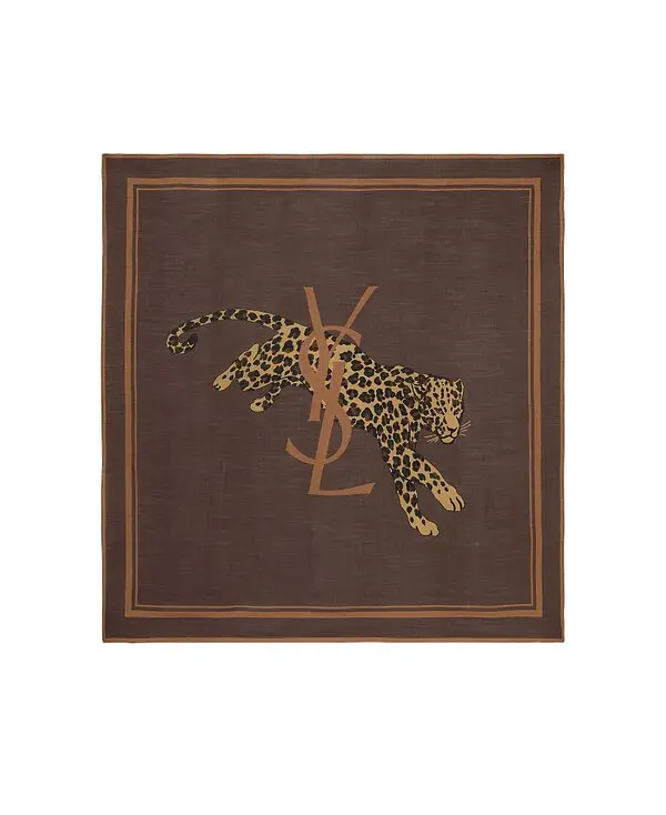 Saint Laurent Cassandre Square Scarf - Dark Brown/light Brown