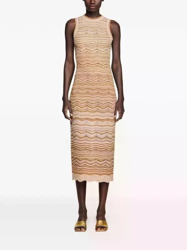 Sandro Sleeveless Ombré Knit Midi Dress - Neutrals