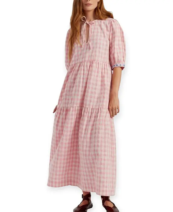 Chinti & Parker Linen-blend Gingham Midi Day Dress