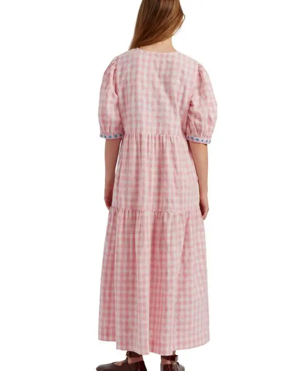 Chinti & Parker Linen-blend Gingham Midi Day Dress