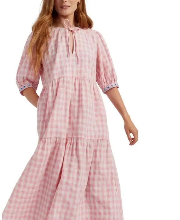 Chinti & Parker Linen-blend Gingham Midi Day Dress
