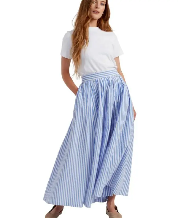 Chinti & Parker Cotton Oxford Stripe Skirt