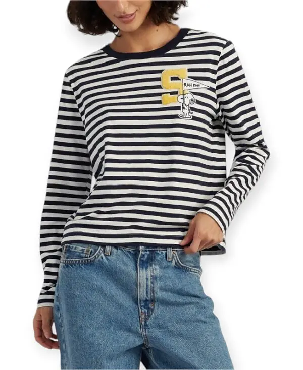 Chinti & Parker Cotton Snoopy Varsity Long Sleeve T-shirt