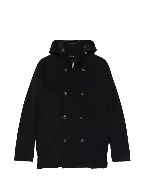 MONTECORE Double-breasted Hooded Jacket - Black