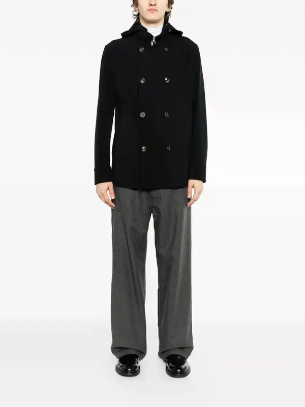MONTECORE Double-breasted Hooded Jacket - Black