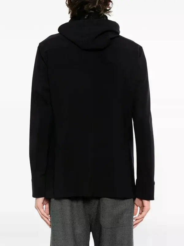 MONTECORE Double-breasted Hooded Jacket - Black