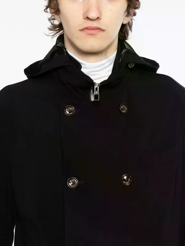MONTECORE Double-breasted Hooded Jacket - Black