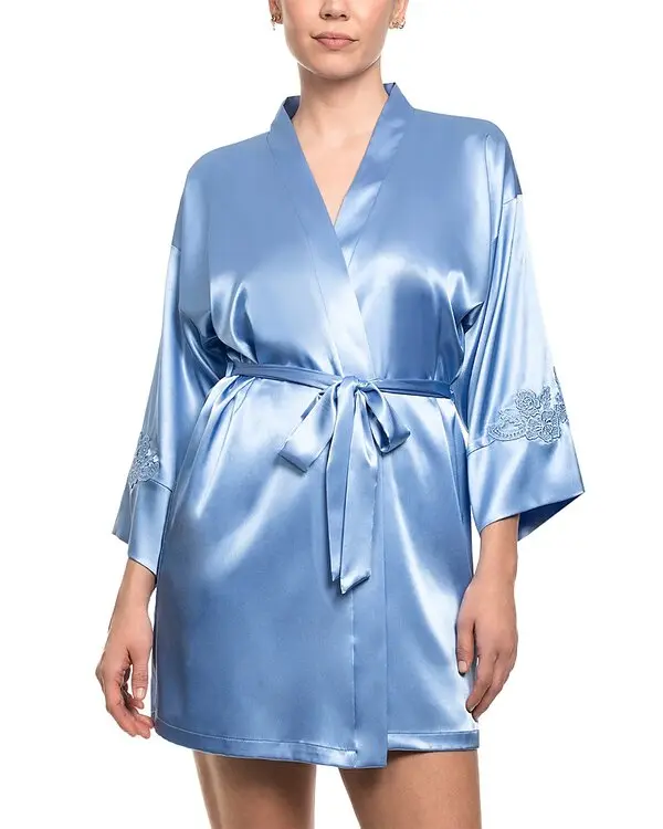 IN BLOOM BY JONQUIL Lace Trim Robe - Conflower Blue