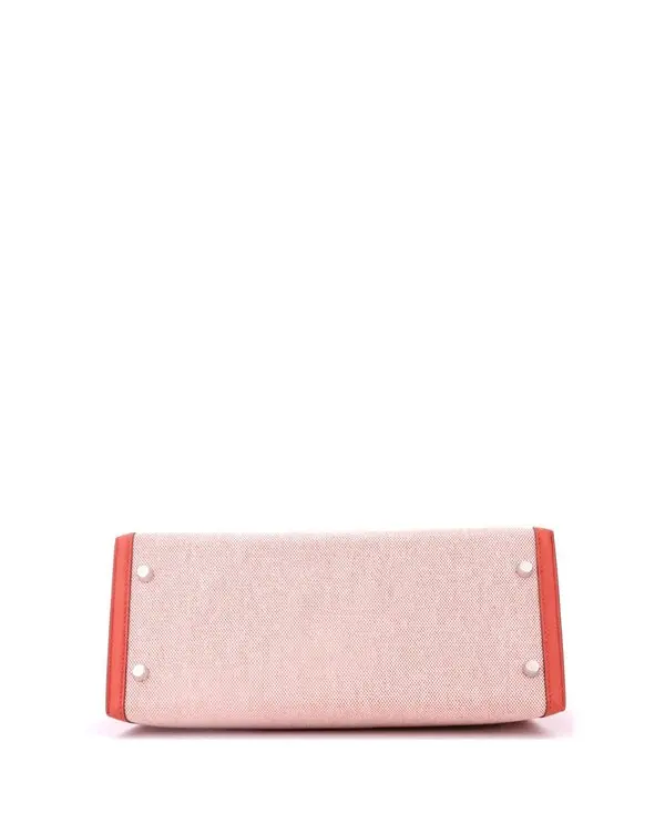 Hermès Kelly 28 Handbag Toile And Swift With Palladium Hardware - Brique