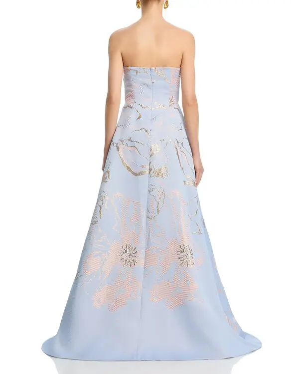 Rickie Freeman For Teri Jon Metallic Jacquard Side Bow Gown