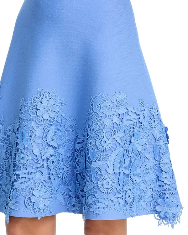 Rickie Freeman For Teri Jon Short Sleeve Lace Hem Knit Dress