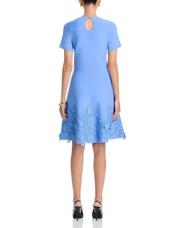 Rickie Freeman For Teri Jon Short Sleeve Lace Hem Knit Dress