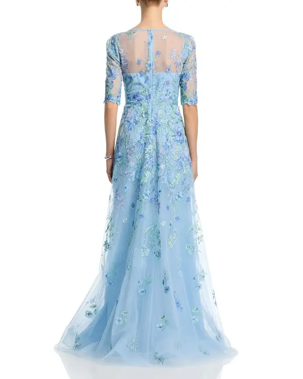Rickie Freeman For Teri Jon Embroidered Tulle Gown