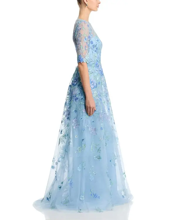 Rickie Freeman For Teri Jon Embroidered Tulle Gown