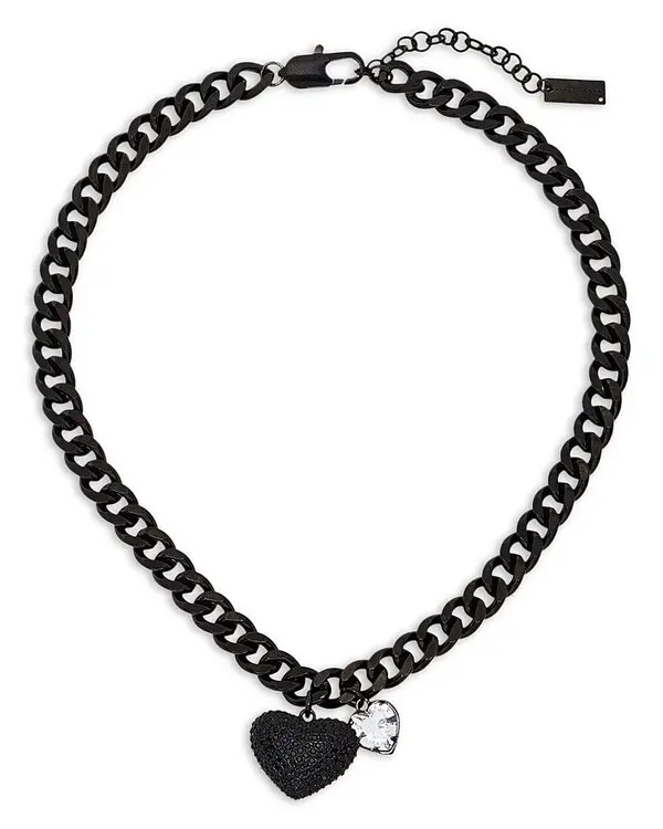 Marc Jacobs The Heart Balloon Pave Chain Necklace - Black/black Crystal