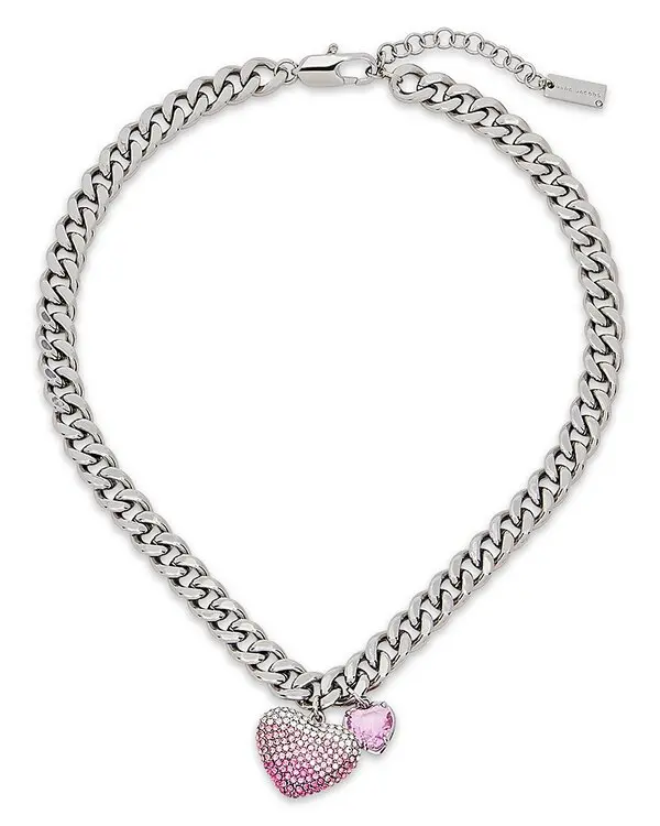 Marc Jacobs The Heart Balloon Pave Chain Necklace - Silver/rose