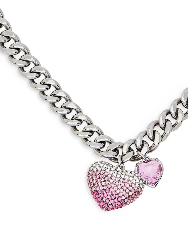 Marc Jacobs The Heart Balloon Pave Chain Necklace - Silver/rose