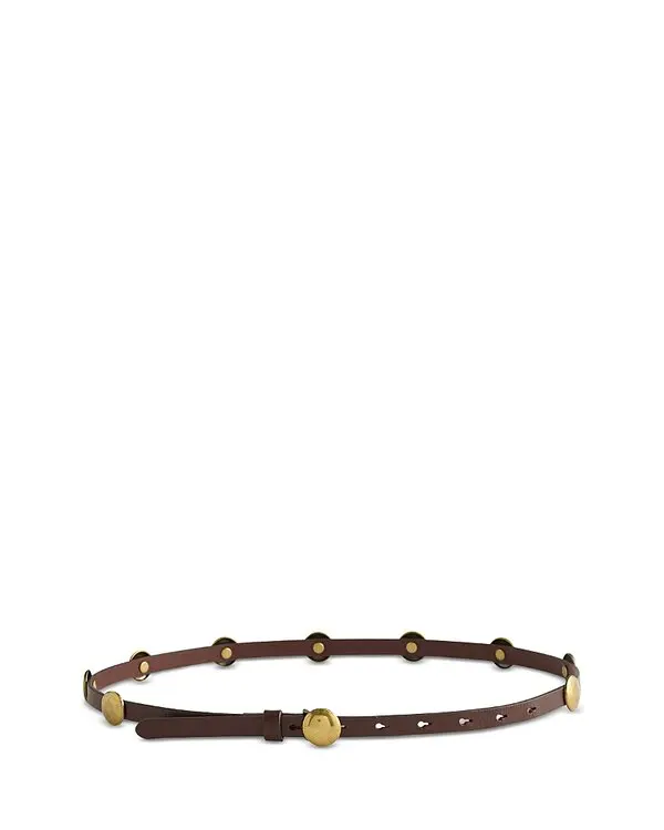 Madewell Dome Studded Skinny Belt - Cherry Wood