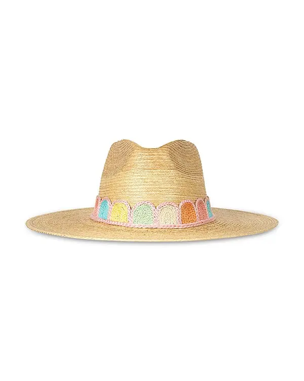 SUNSHINE TIENDA Crochet Palm Straw Hat - Pastel Multi