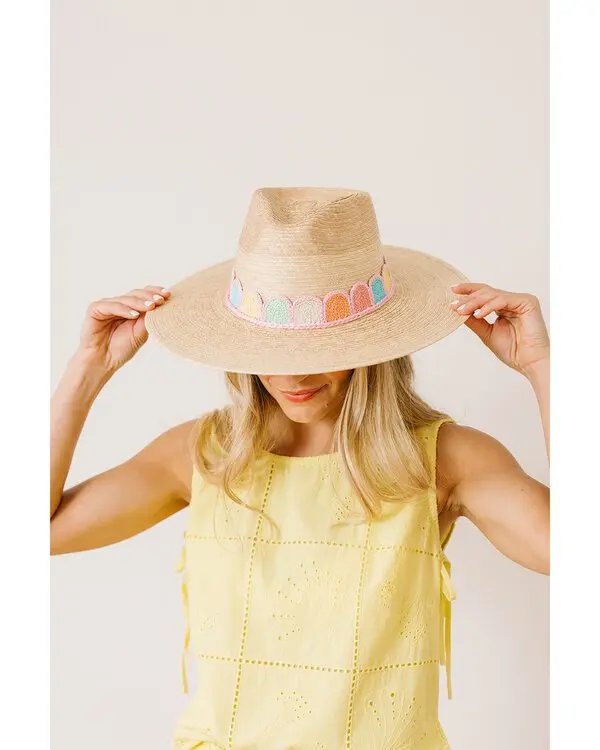 SUNSHINE TIENDA Crochet Palm Straw Hat