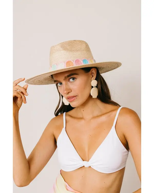 SUNSHINE TIENDA Crochet Palm Straw Hat