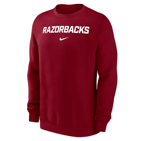 Nike Arkansas Razorbacks Club Fleece Ncaa Pullover Crew-neck Sweatshirt