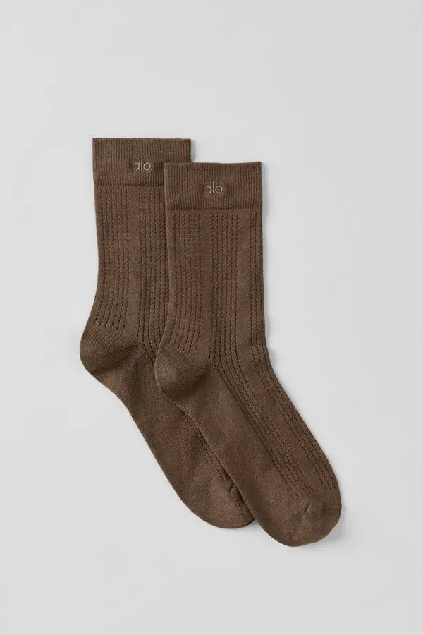Alo Yoga Cashmere Mesh Ankle Socks - Java Brown