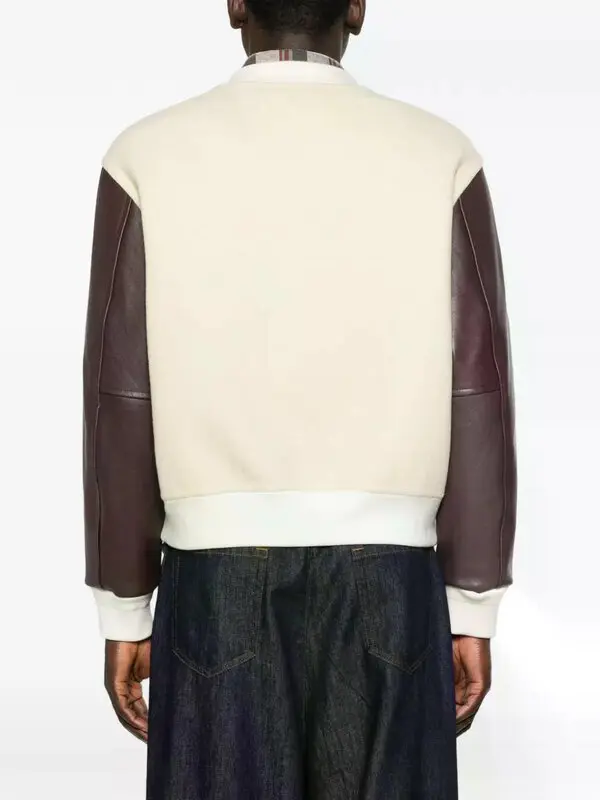 JIL SANDER Bomber Jacket With Leather Sleeves - Neutrals