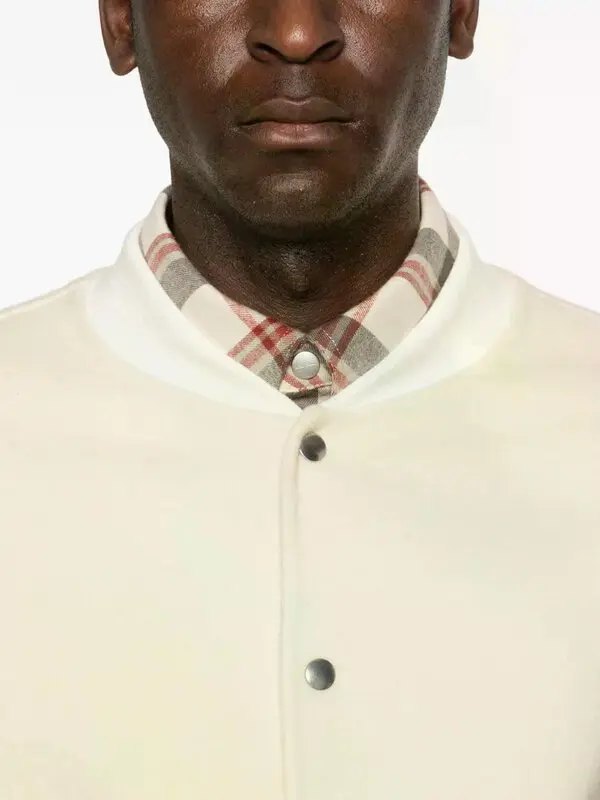 JIL SANDER Bomber Jacket With Leather Sleeves - Neutrals