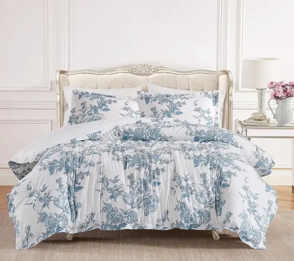 TREASURES BY SHABBY CHIC Shabby Chic Floral Toile 3 Piece King Comforter Set - One-color