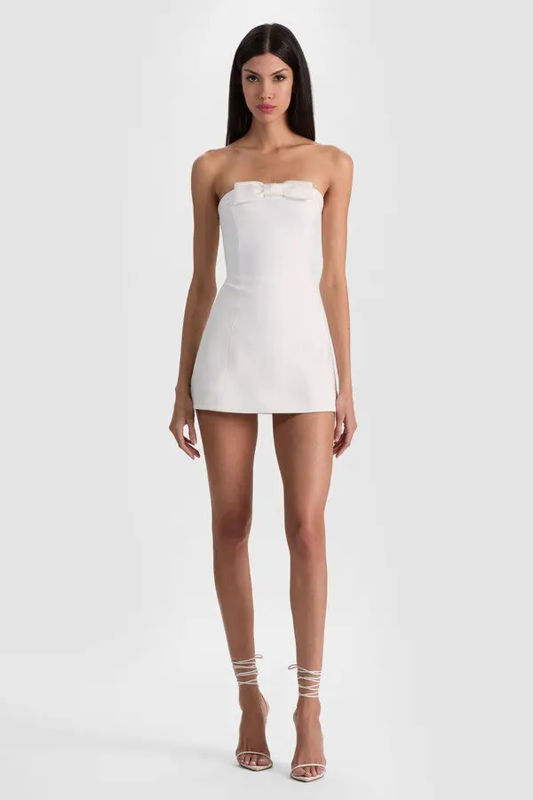 Alice + Olivia Katya Sculpted Bow Romper - White