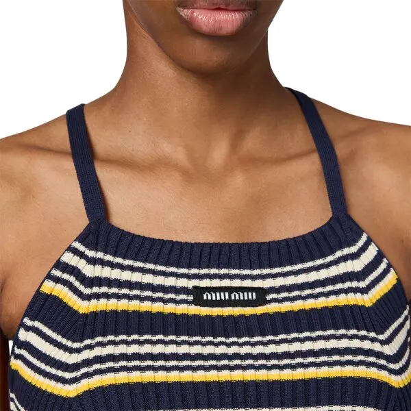 Miu Miu Cotton Knit Mini Dress - Navy