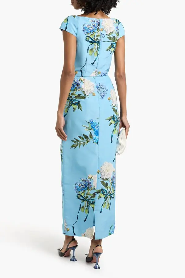 Monique Lhuillier Floral-print Silk-faille Gown