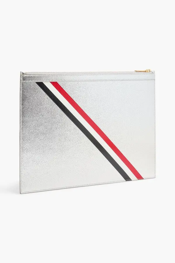 Thom Browne Striped Metallic Textured-leather Document Case