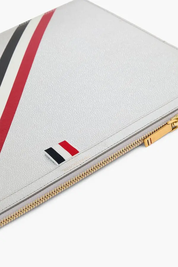 Thom Browne Striped Metallic Textured-leather Document Case