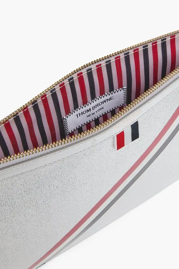 Thom Browne Striped Metallic Textured-leather Document Case