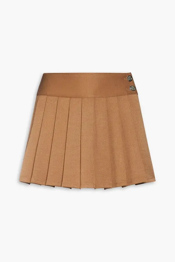 Alice + Olivia Alice Olivia Noah Pleated Skirteffect Crepe Shorts - Camel