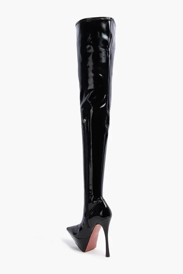 Amina Muaddi Yigit Latex Platform Thigh Boots