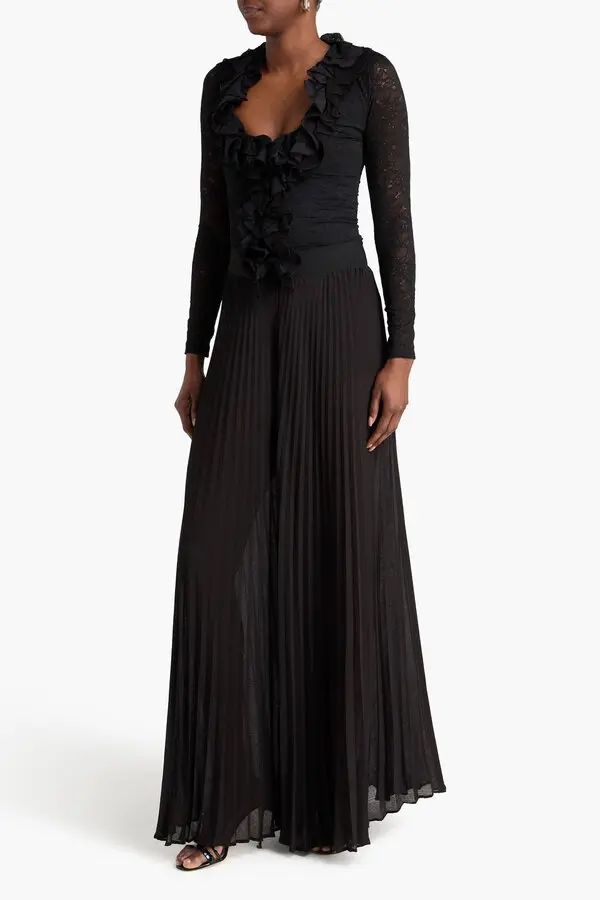 Alice + Olivia Yara Ruffled Corded Lace Blouse